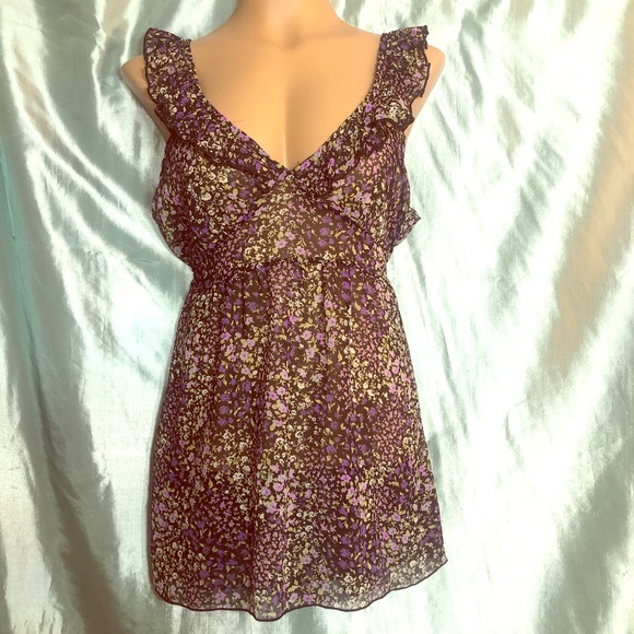Lipsy | Tops | Sexy Floral Chiffon Vneck Tunic Top L | Poshmark